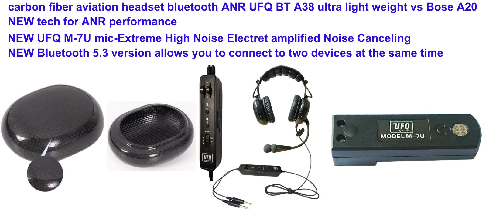 Aviation Headset Bluetooth ANR for Pilots,Helicopter Pilot Headsets